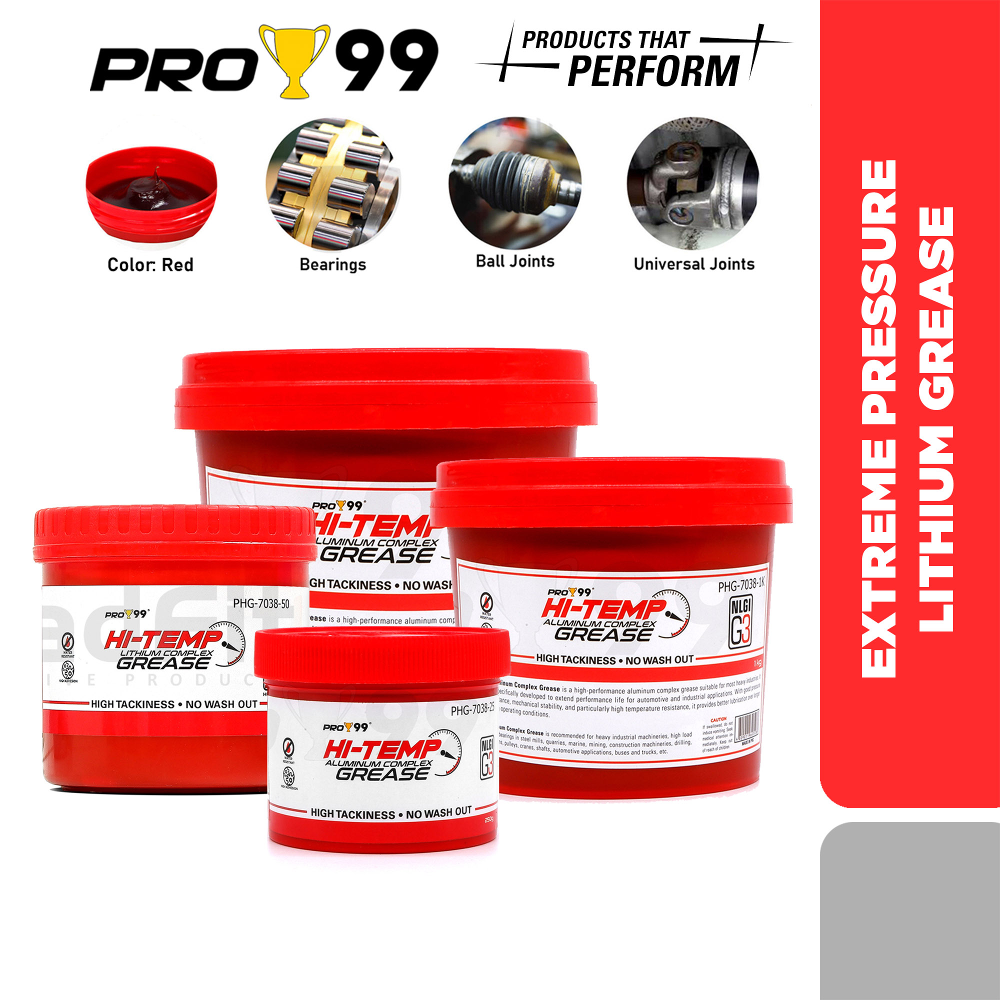 Pro-99 High Temperature Red Grease NGLI G3 - ( 250g / 500g / 1kg / 2kg ...
