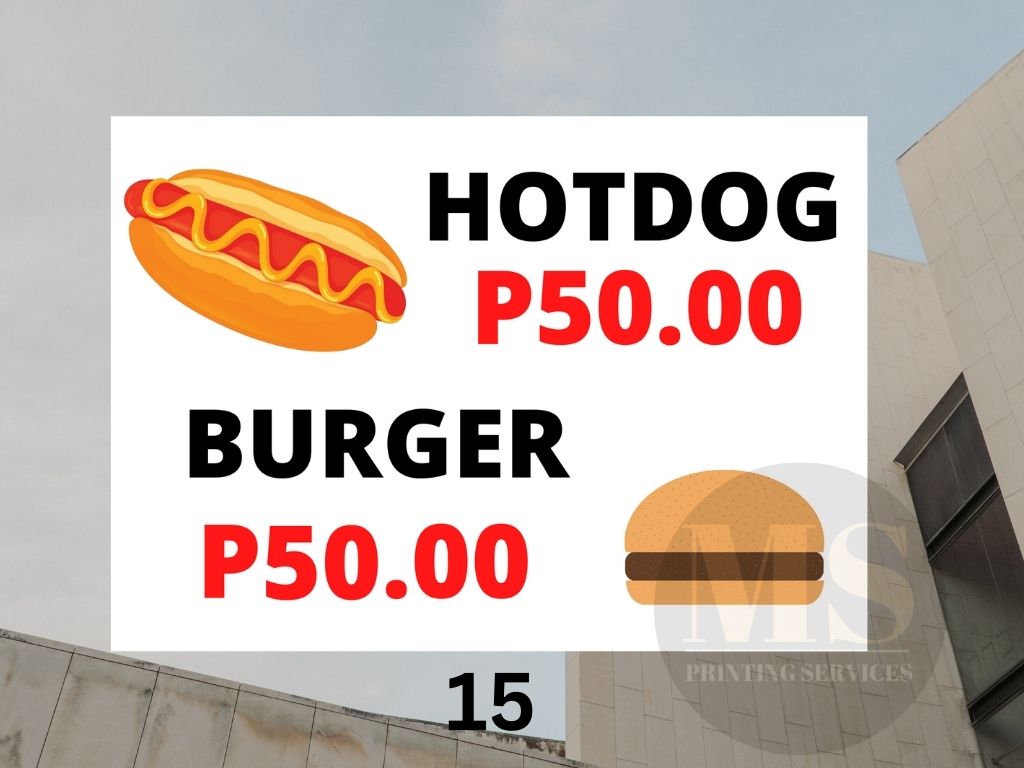 Burger Siomai Footlong Signage (Laminated Signage and Waterproof Vinyl ...