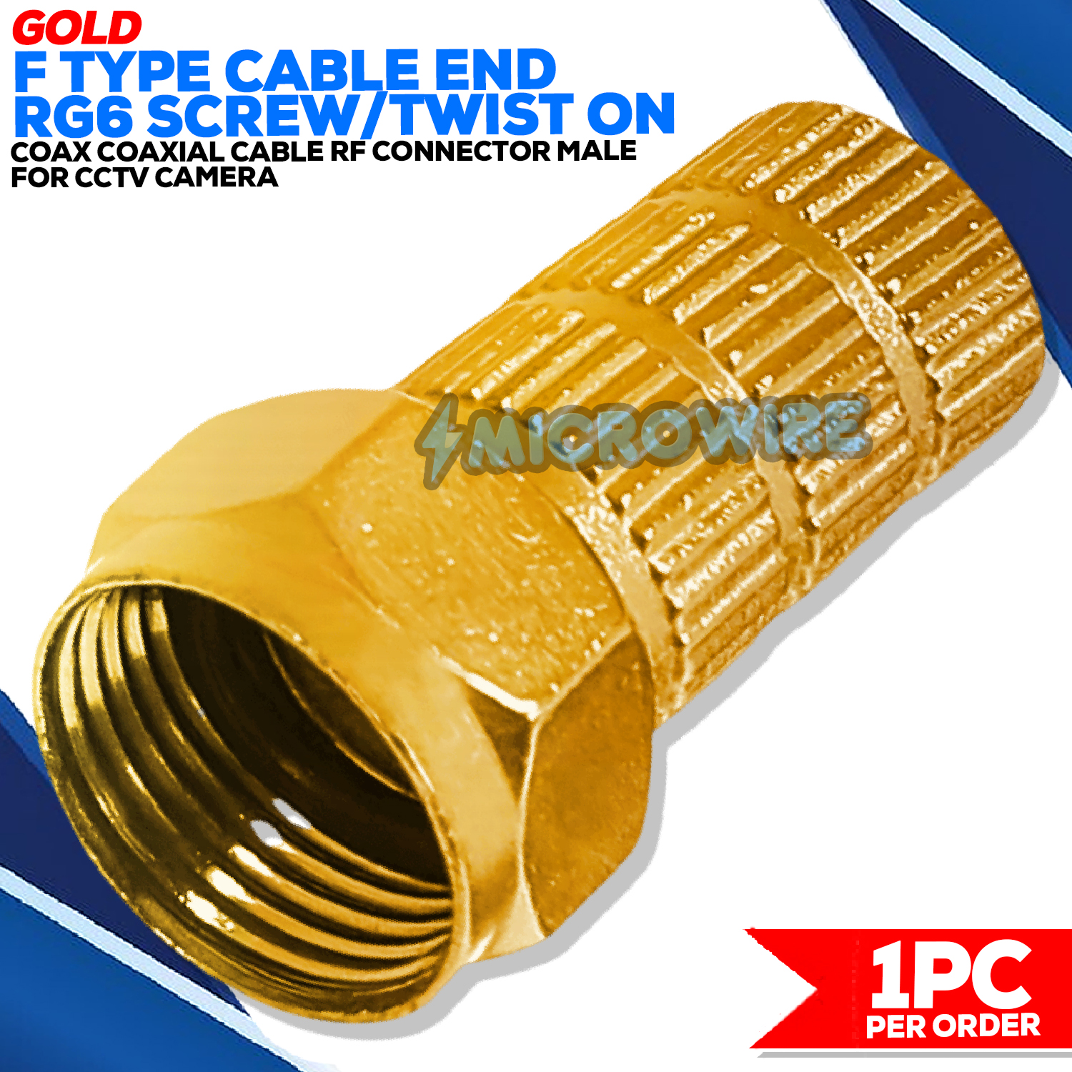 F Type Cable End RG6 Screw/Twist On Coax Coaxial Cable RF Connector ...