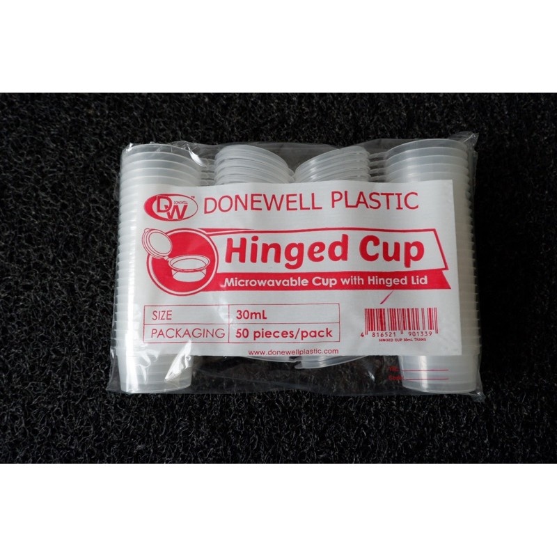 DW Hinged Cup [50pcs per pack] 20ml 30ml 60ml Microwavable Sauce Cup ...
