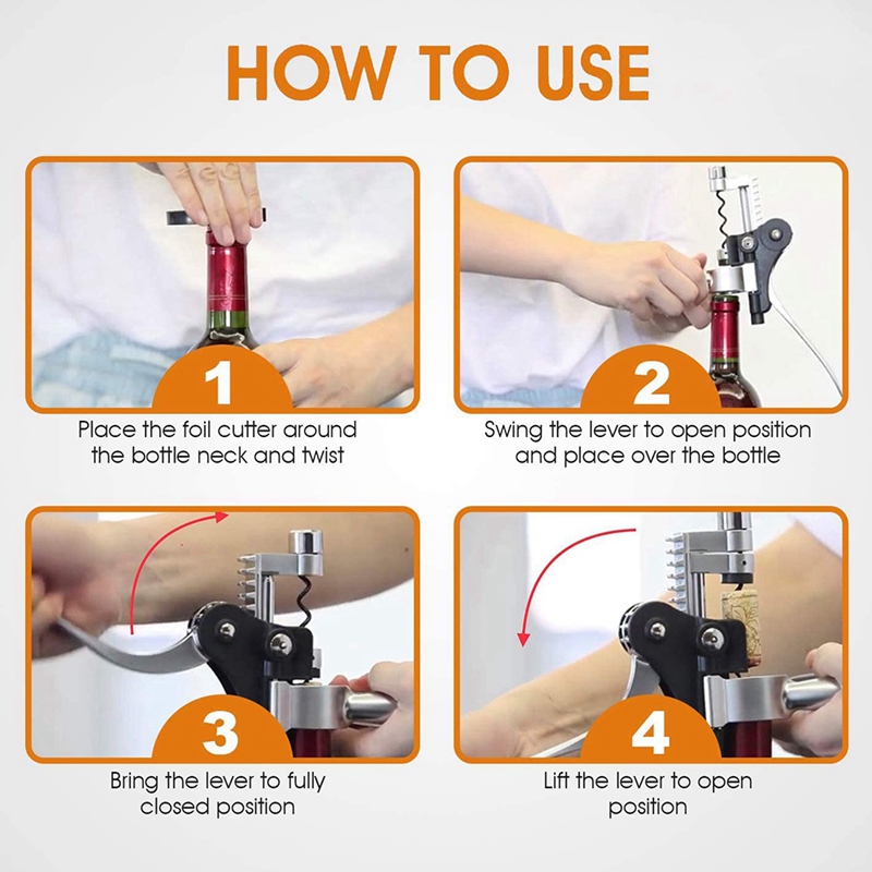 Rabbit Wine Opener,Manual Opener Bottle Corkscrew Screwpull Levers Set ...
