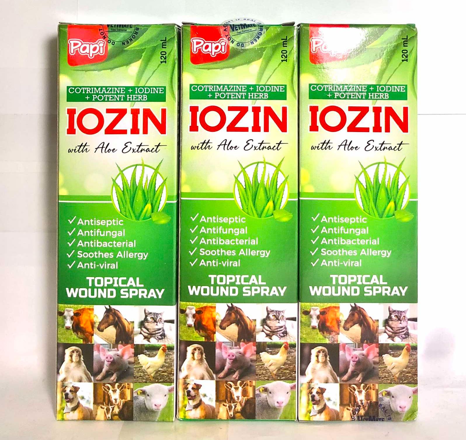 [JWR AGRIVET] 120 ML PAPI IOZIN TOPICAL WOUND SPRAY WITH ALOE EXTRACT ...