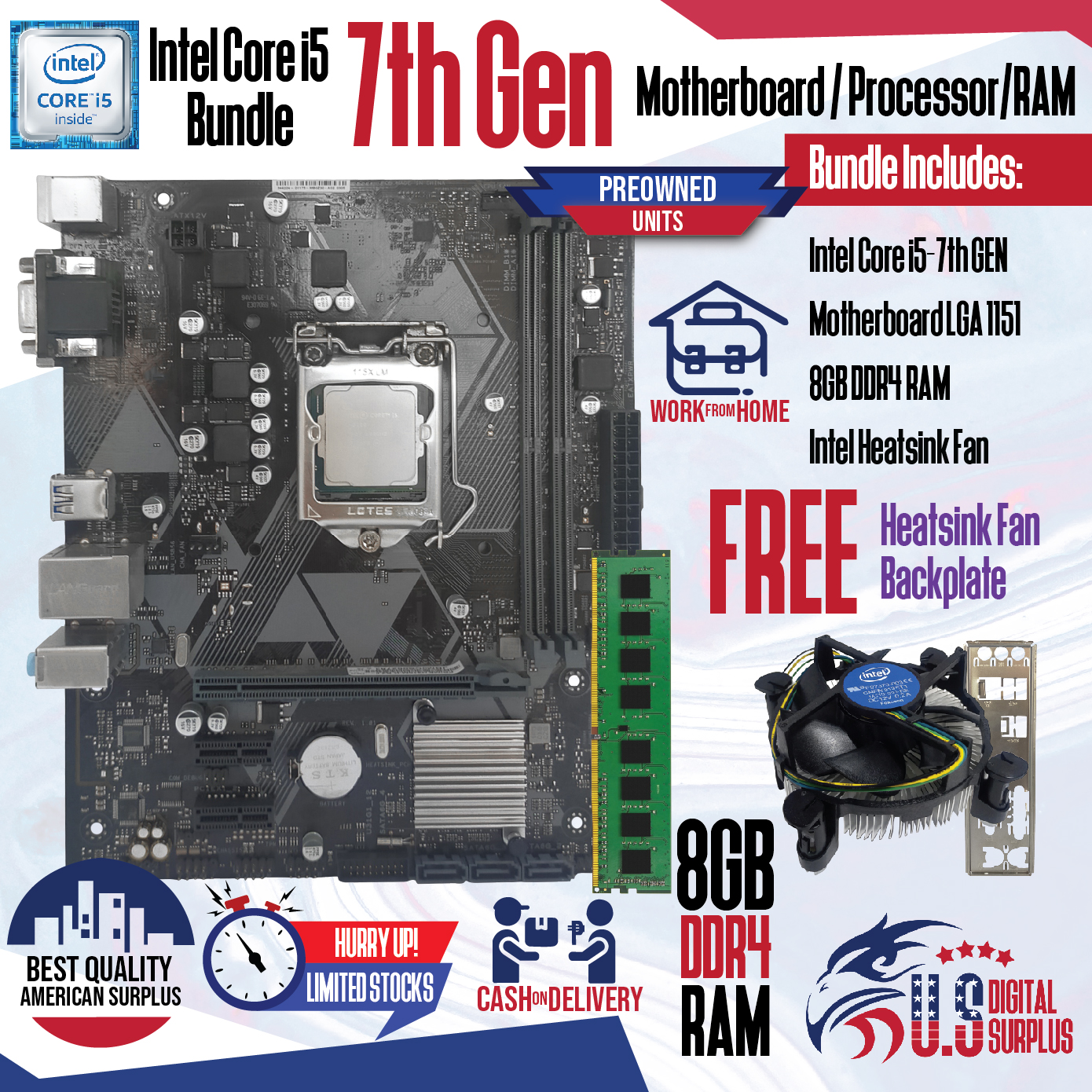 MOTHERBOARD BUNDLE USED CORE I5 7TH GEN PROCESSOR H110M MOTHERBOARD MOTHERBOARD BUNDLE USED CORE I5 7TH GEN PROCESSOR H110M MOTHERBOARD