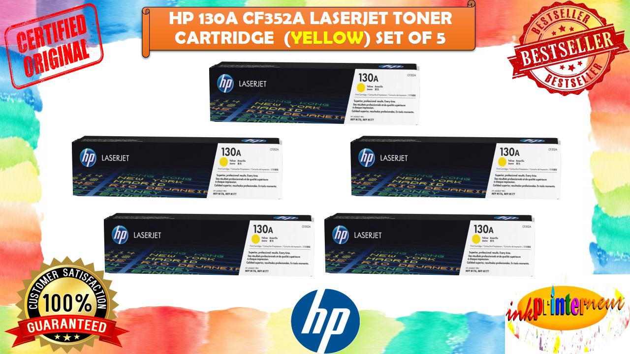 HP 130A CF352A Original LaserJet Toner Cartridge (Yellow) Set of 5 ...