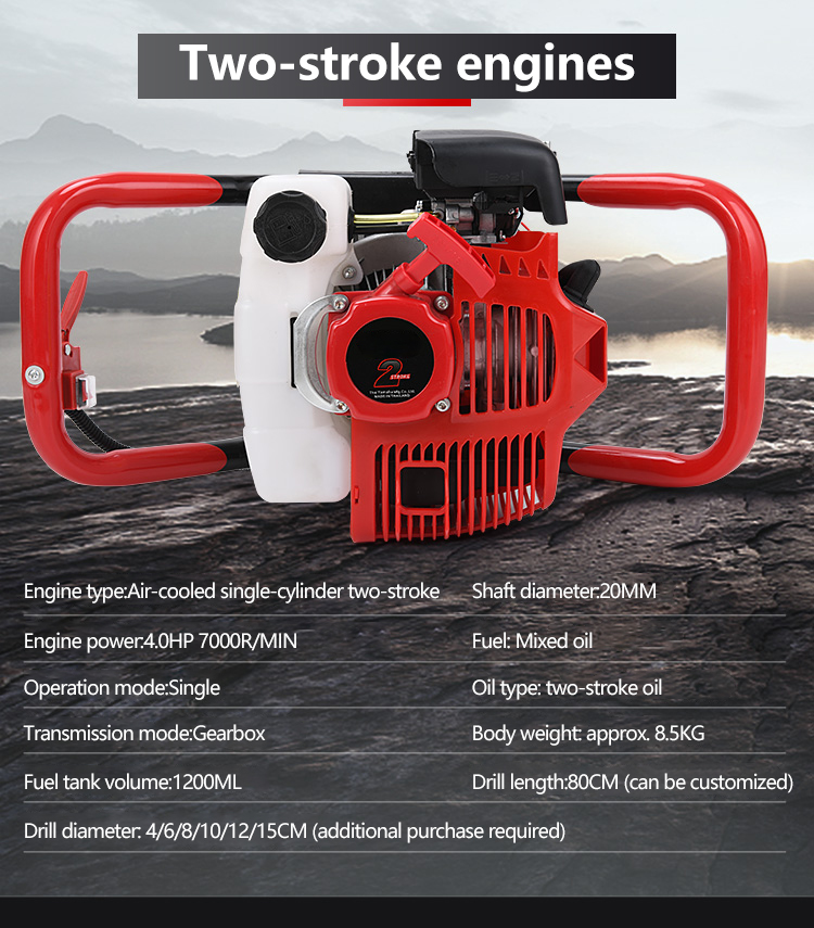 DEKES Gasoline 2 Stroke Earth Ground Auger Drill Machine Post Hole ...