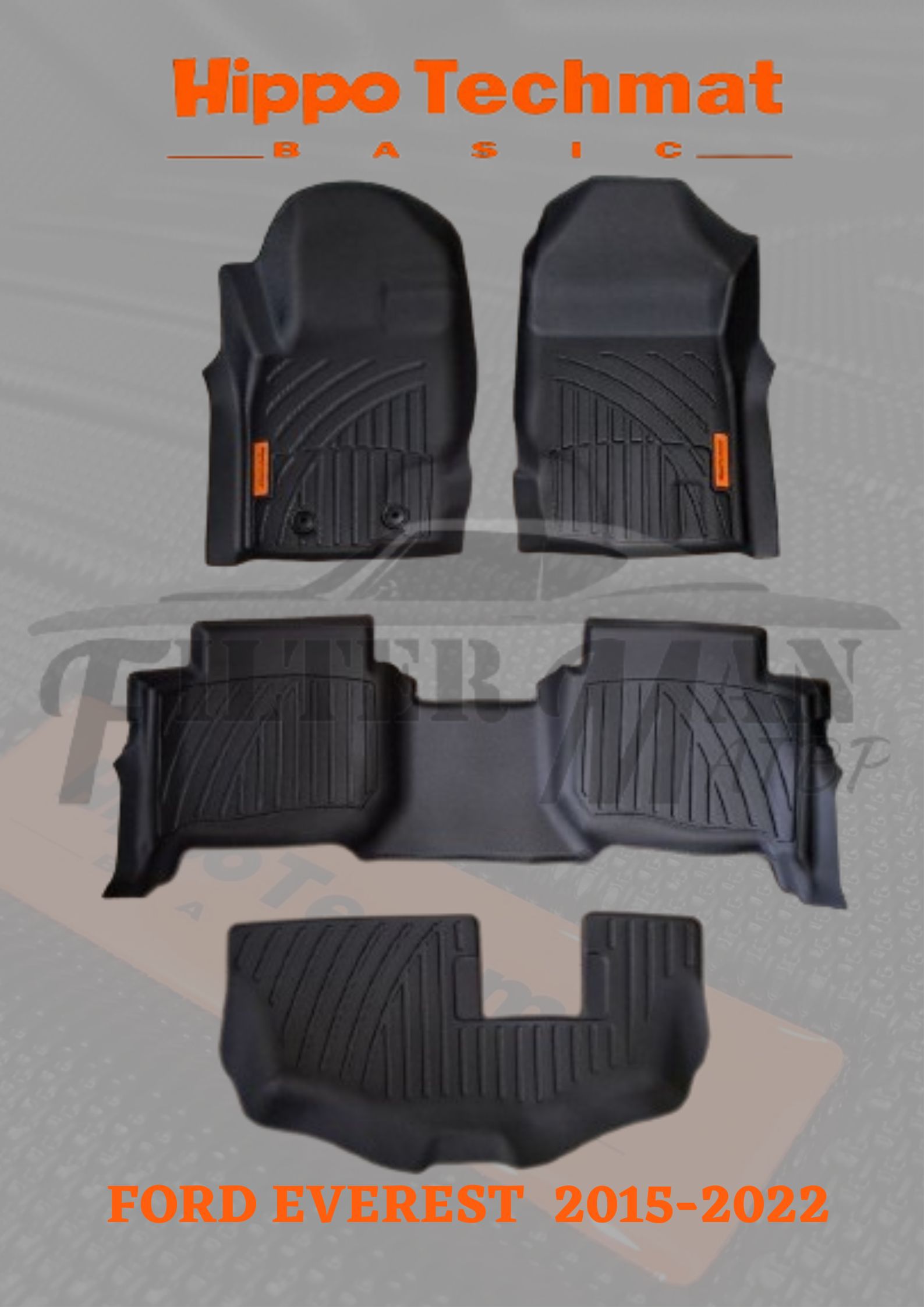 FORD EVEREST 2015-2022 (TREND, AMBIENTE, TITANIUM) Hippo Techmat Basic With Full Cargo Tray ...