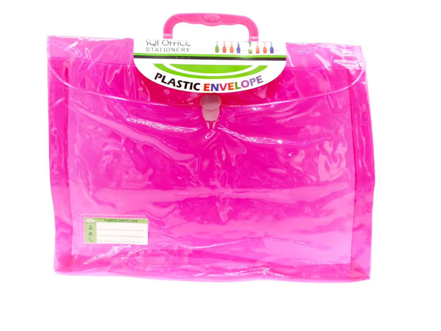 Colored Plastic envelope with handle / zipper and push lock envelope ...