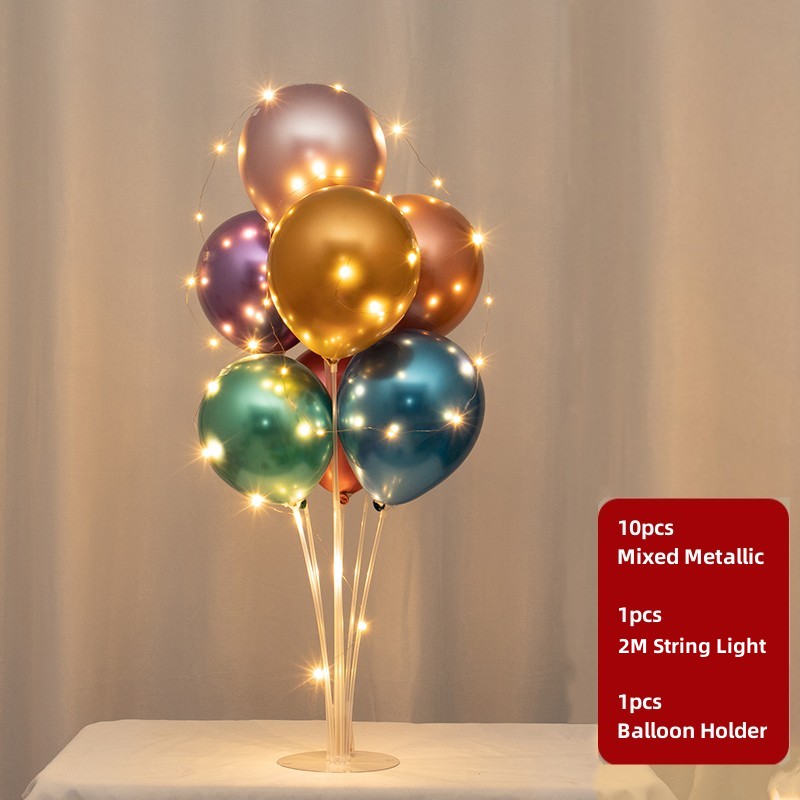12pcs Balloons Set With LED Light Assorted Balloons Tree With Stick And ...