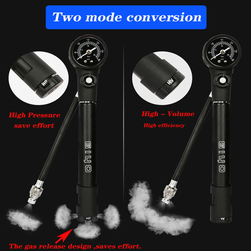 Giyo 300psi MTB Shock Fork Pump Bicycle Tyre Inflator Schrader Presta ...