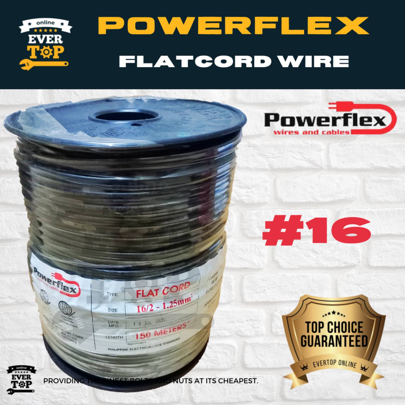 POWERFLEX FLAT CORD 150METERS #22 | #18 | #16 | Pure copper EverTop ...
