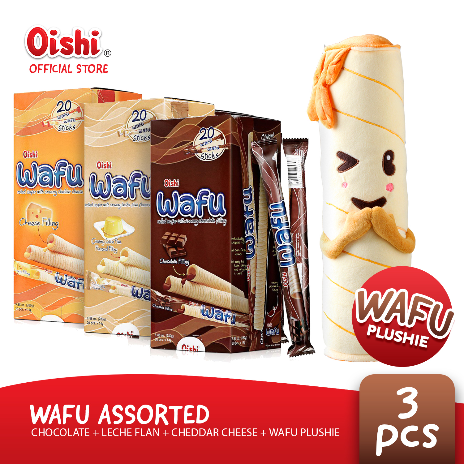 Oishi Wafu Assorted x3 with Plushie | Lazada PH