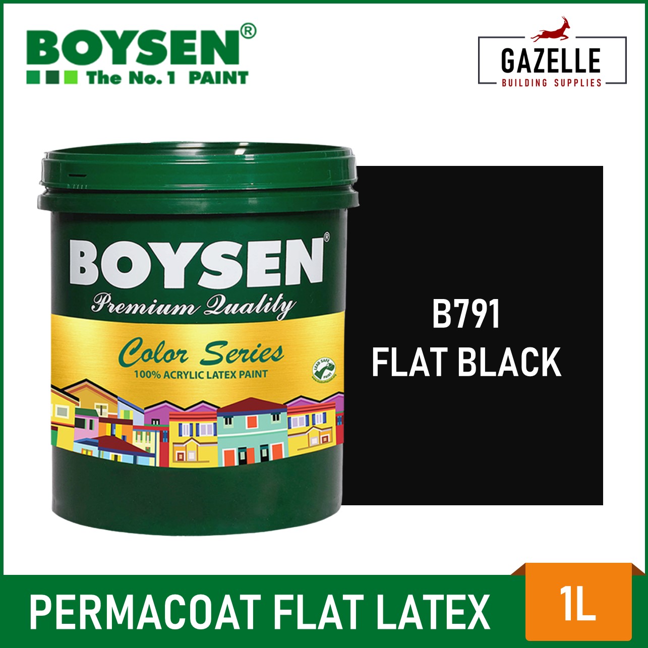 Boysen Color Series Permacoat Flat Latex Black B791 Acrylic Latex Paint ...