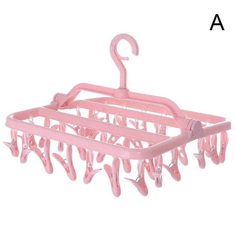 SE Plastic Hanger Clip Drying Racks Clothes Hanger 32 Clip Folding Rack ...