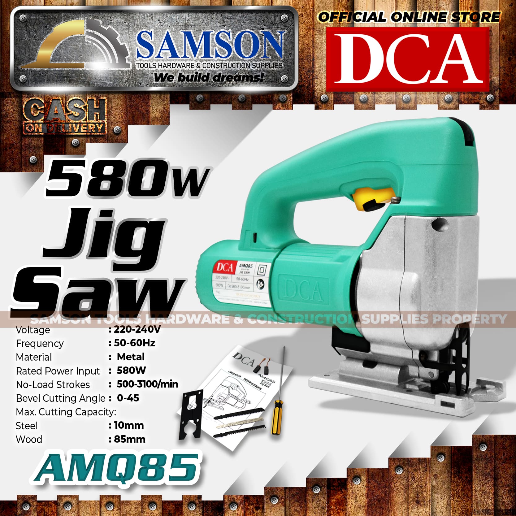 DCA 580W Jigsaw with Electronic Speed Control Function (AMQ85) *SAMSON ...