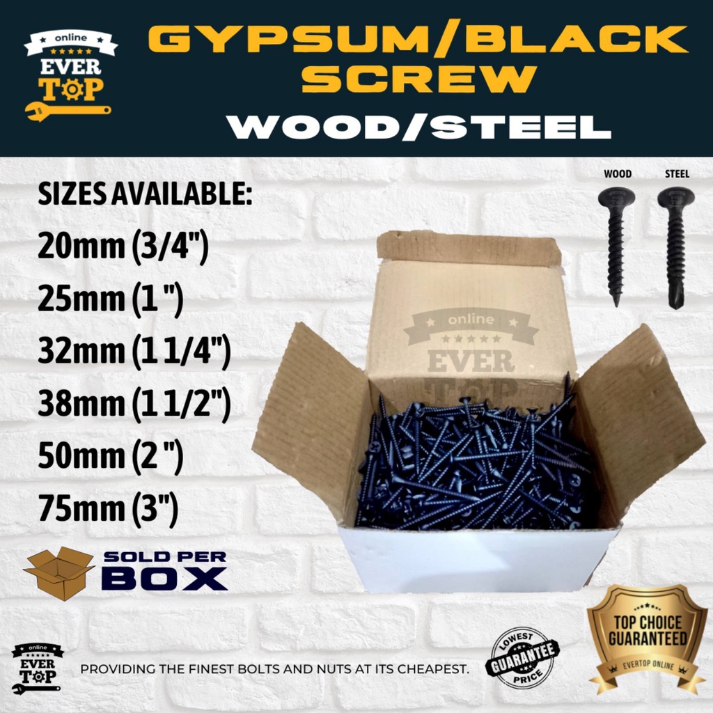 1,000PCS GYPSUM/BLACK SCREW FOR WOOD/STEEL (SOLD PER BOX) small box ...