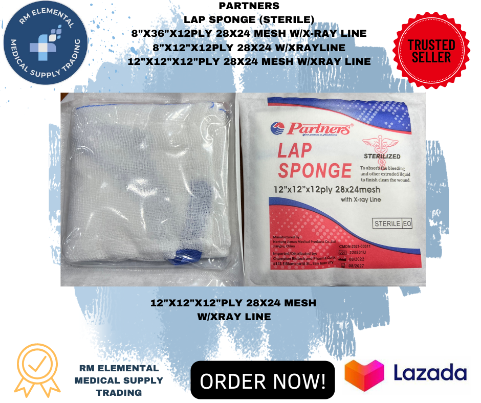PARTNERS LAP SPONGE (STERILE) 8X36X12PLY, 28X24 MESH W/X-RAY LINE ...