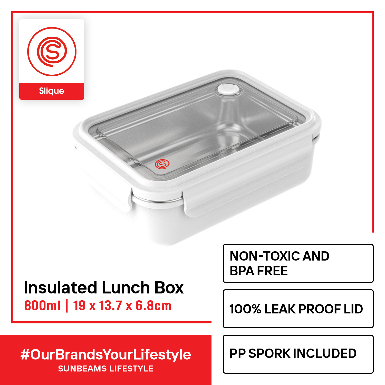 SLIQUE Premium Stainless Steel Insulated Lunch Box for Adult and Kids ...
