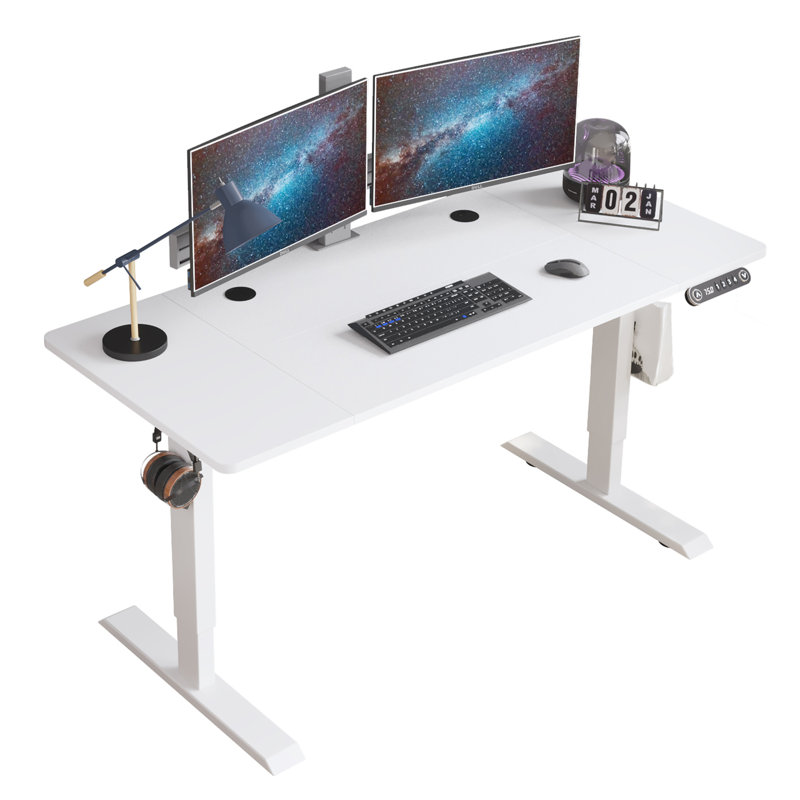 Mxtark 1.4M/1.5M/1.6M Single Motor Office Desk All White Color Elercic ...