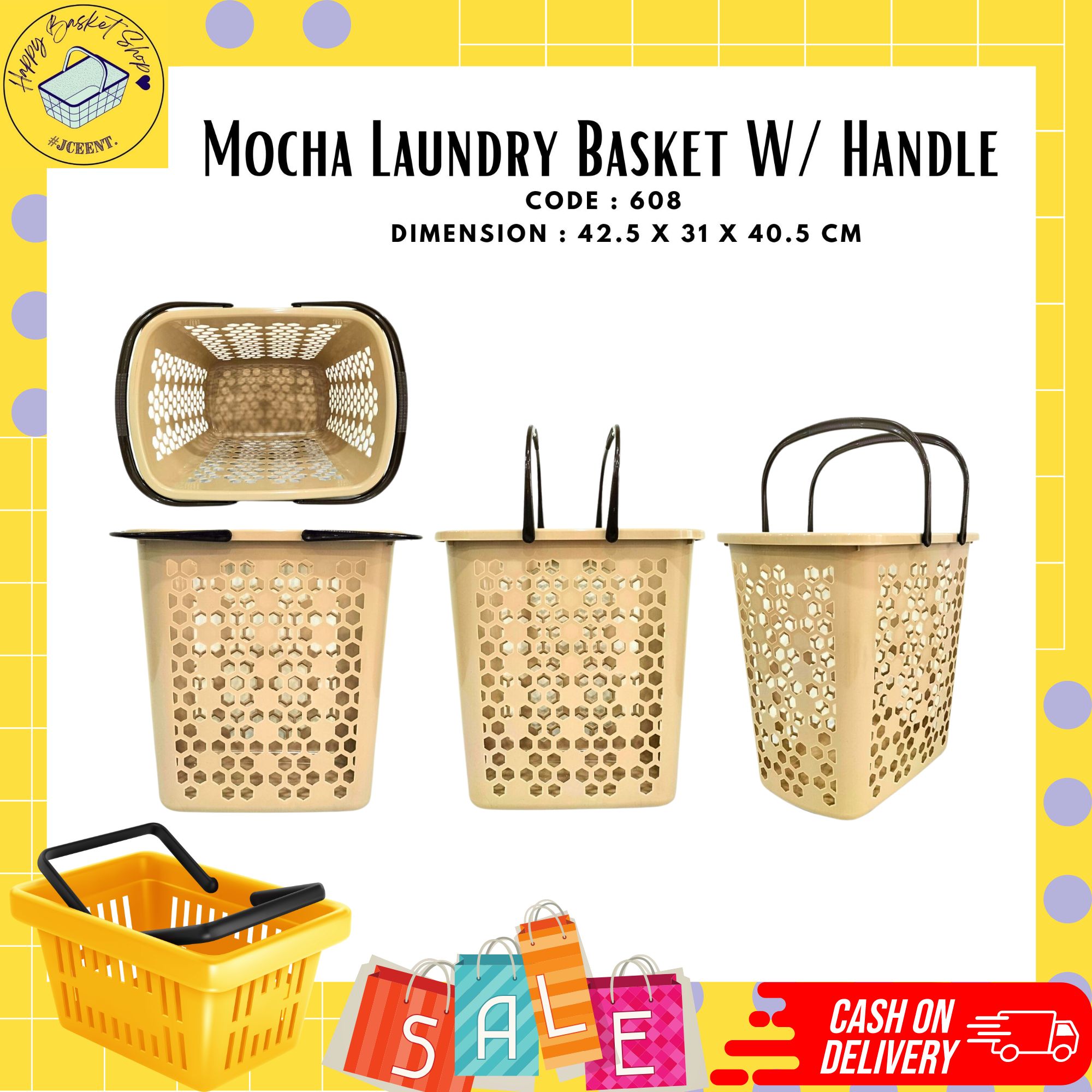 NEW ITEM 608 MOCHA LAUNDRY BASKET W/ HANDLE/ LAUNDRY BASKET/ PLASTIC ...