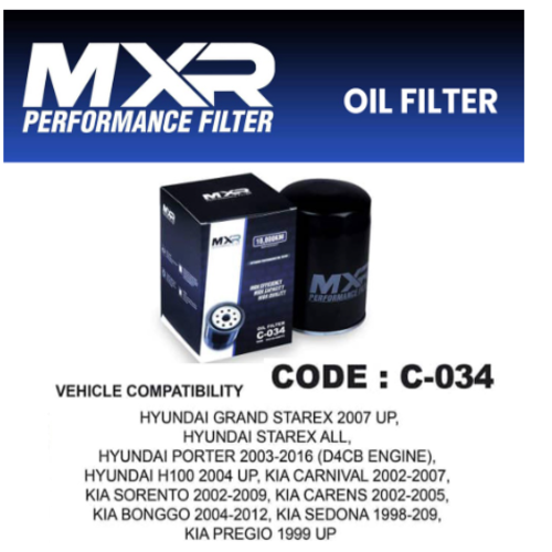 MXR OIL FILTER CODE C-034 HYUNDAI KIA | Lazada PH