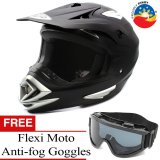 KING COBRA Motocross Motorcycle Helmet by Everstrong (Matte Black) With ...
