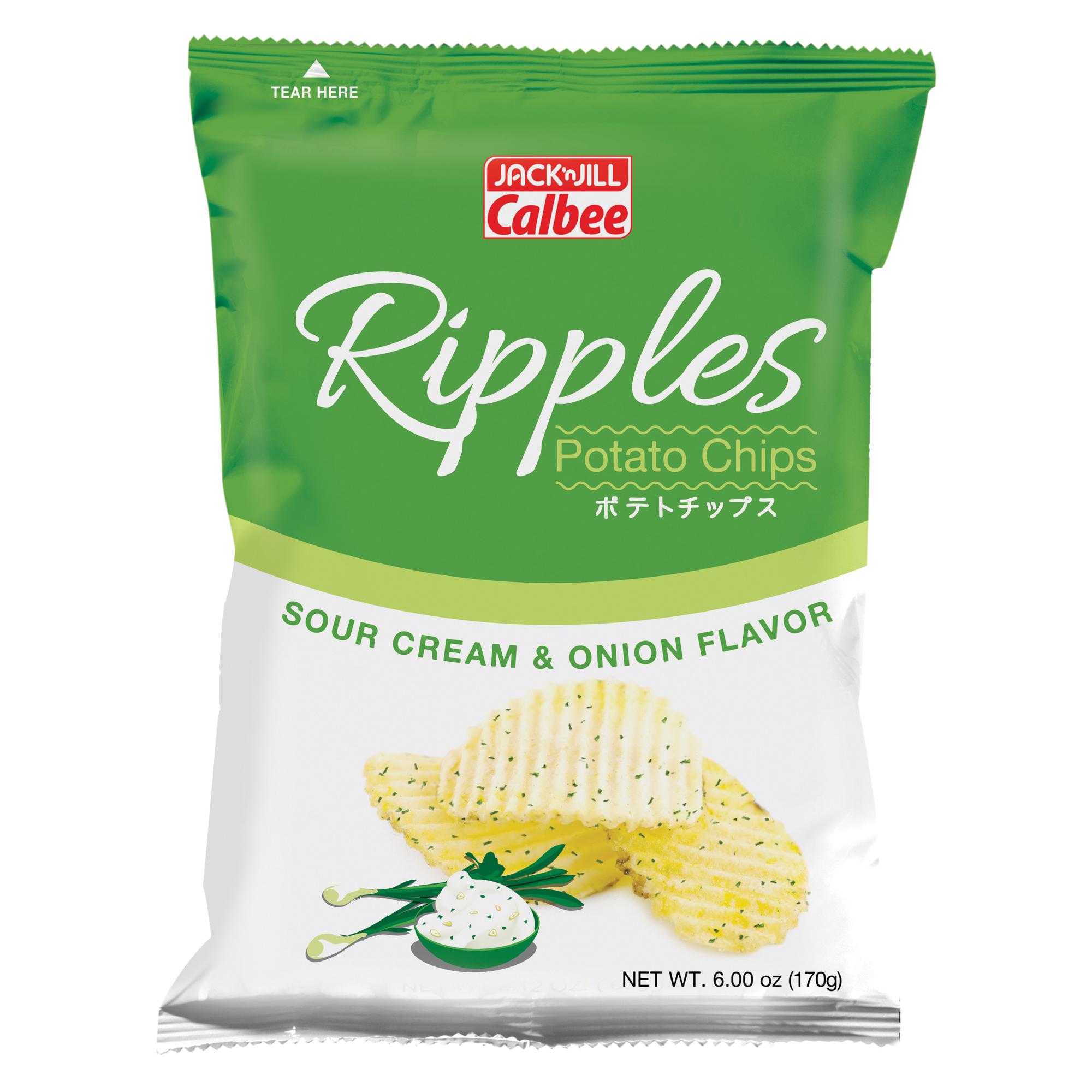 Calbee Ripples Wavy Potato Chips Sour Cream & Onion Party Size 170g ...
