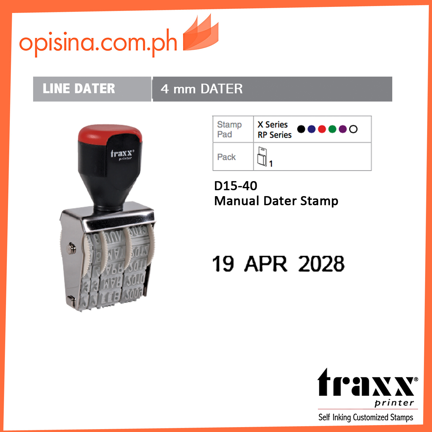 TRAXX MANUAL DATER STAMP 4MM (D15-40) | Lazada PH
