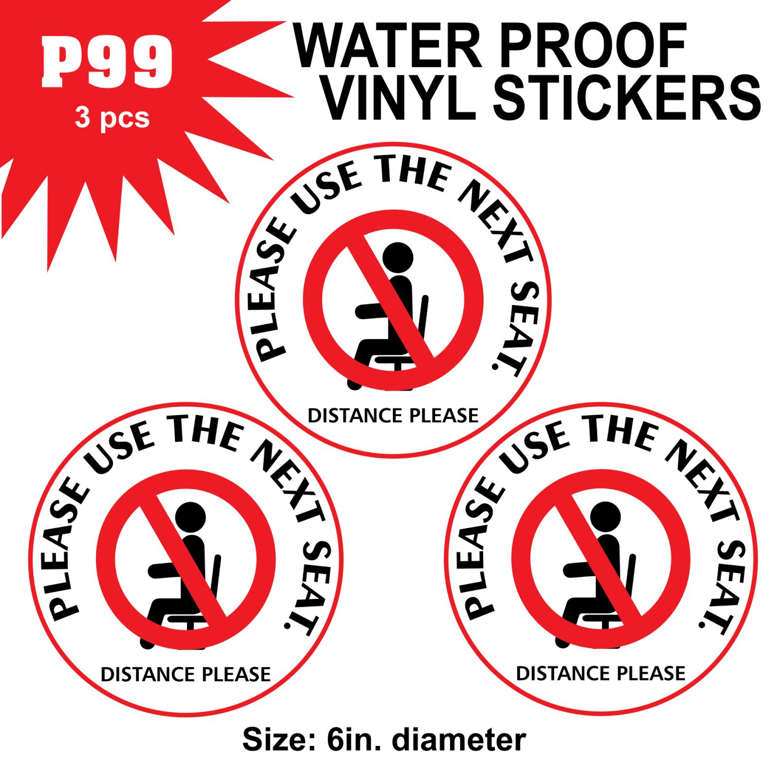 Social Distancing Safety Stickers: 3pcs per Bundle | Lazada PH