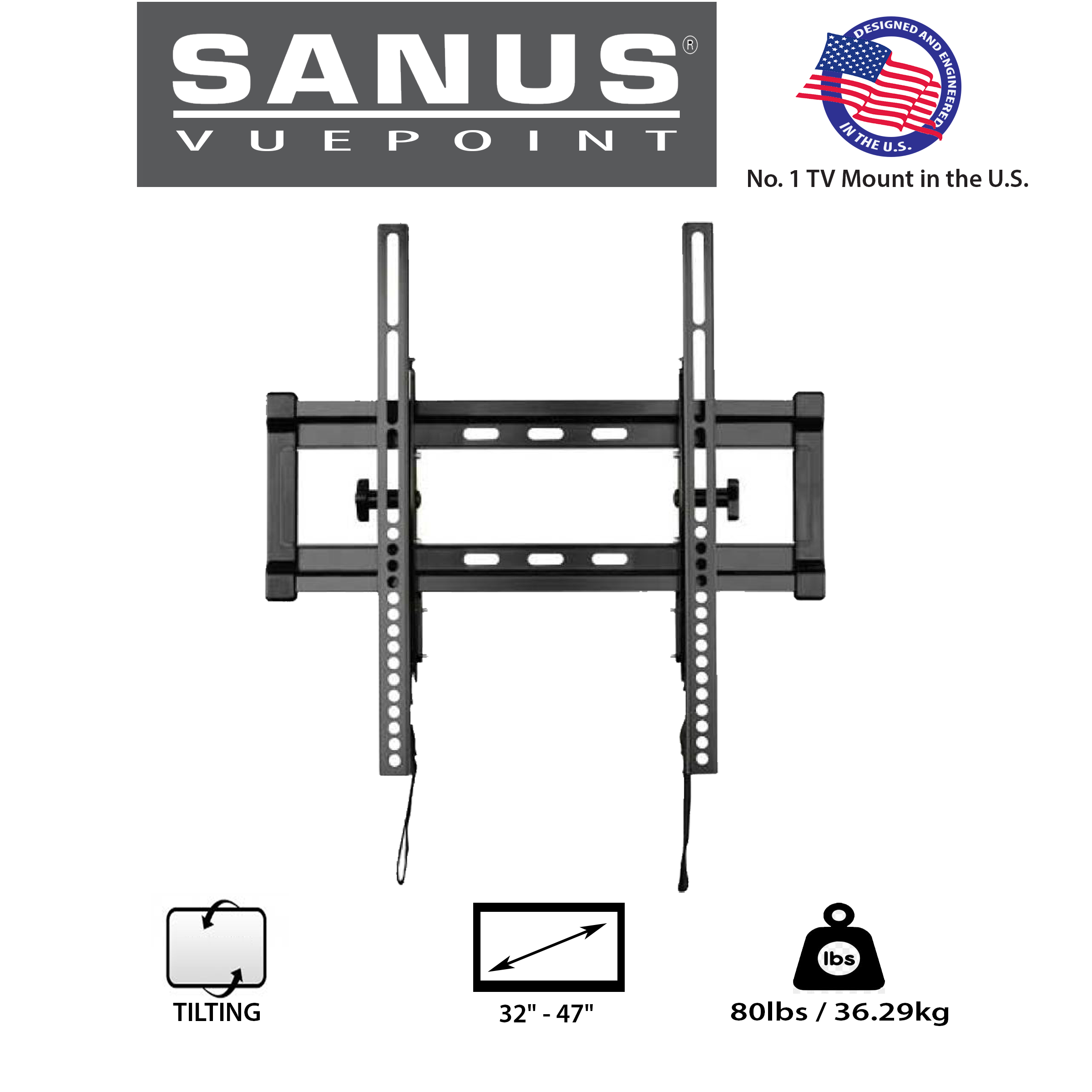 Sanus Vuepoint F35B Tilting TV Wall Bracket Mount For 32"-47" TVs ...