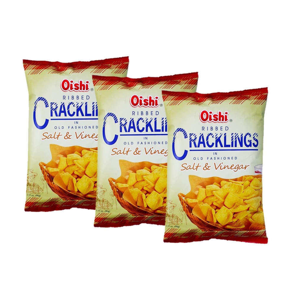 Oishi Ribbed Cracklings Salt & Vinegar 90g x 3 | Lazada PH