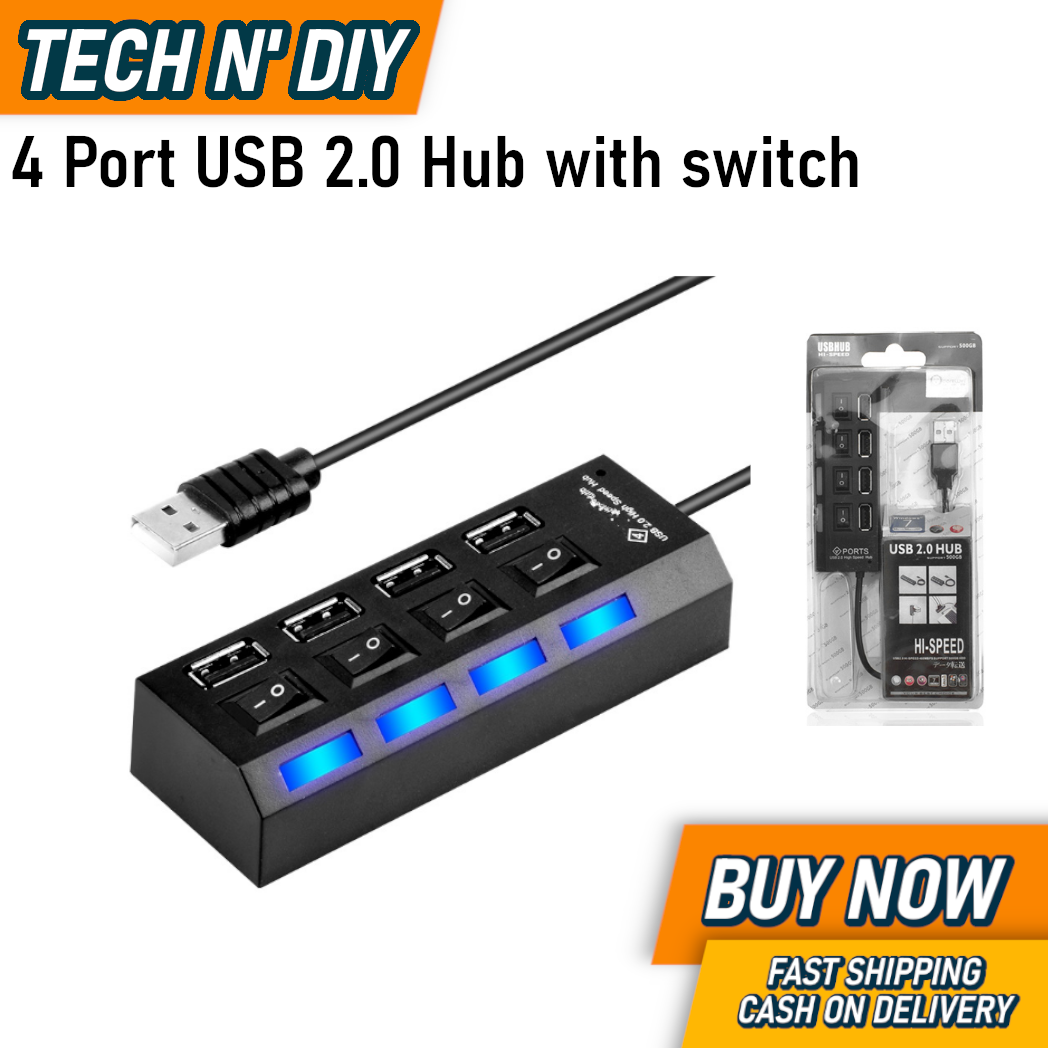 High-speed 4-Port USB 2.0 Hub with independent power switch control ...
