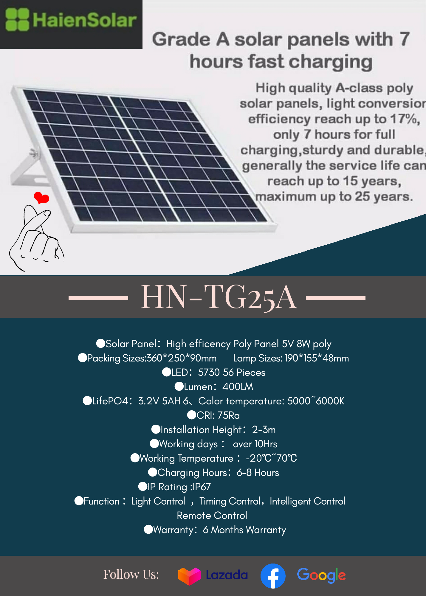 Haien Solar HN-TG25A Flood Light | Lazada PH