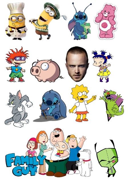 Assorted Cartoon Stickers : Rugrats, Family Guy, Simpsons, Tom & Jerry ...