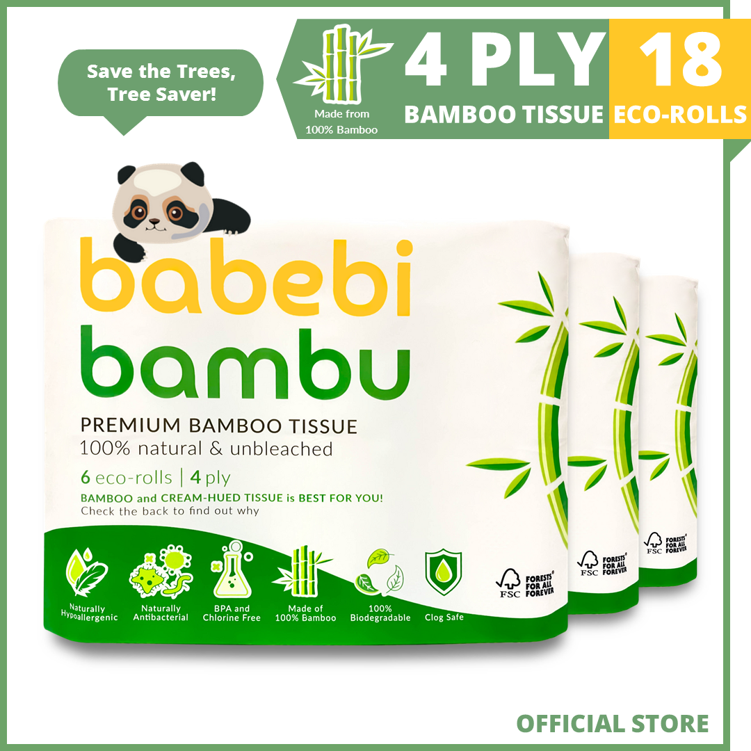NEW! BabebiBambu Premium Bamboo Tissue Toilet Roll T3 - 4 ply 18 rolls ...