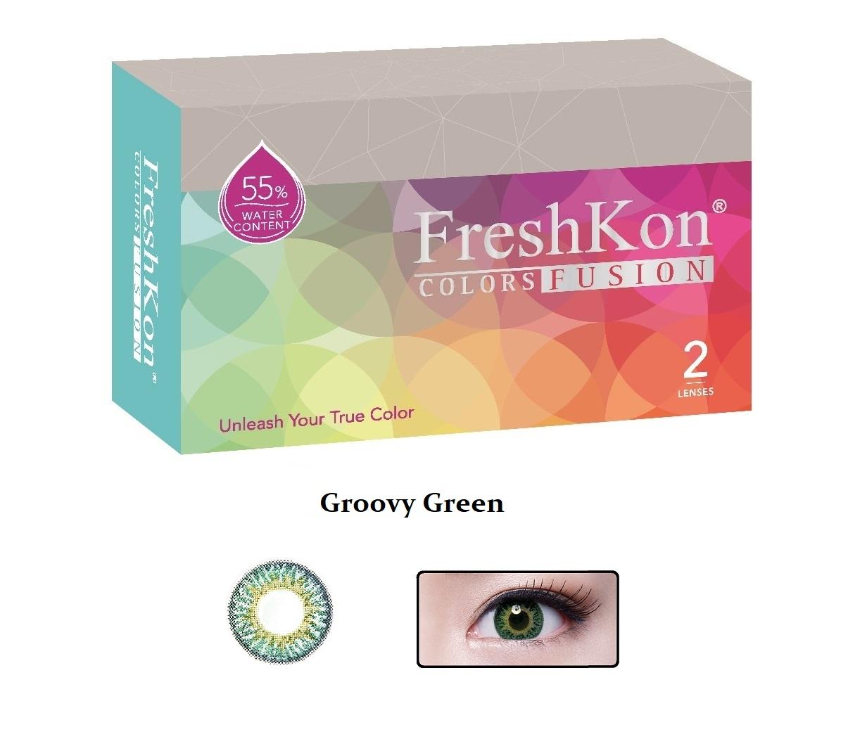 FreshKon Contact Lens in Groovy Green 1-Month Use Colors Fusion (August ...