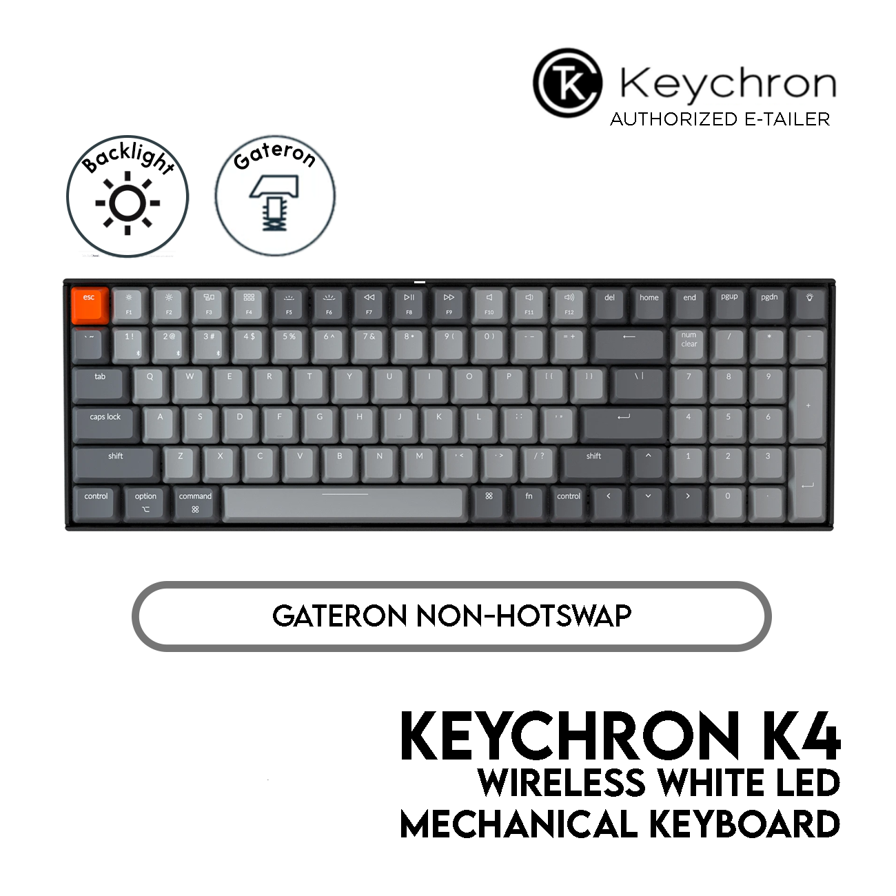 Keychron K4 Mechanical Keyboard (96% Layout, Wired/Bluetooth, White LED ...