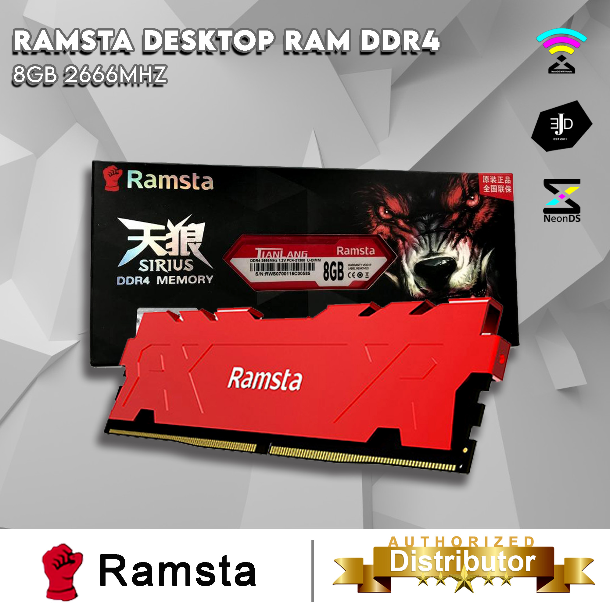 RAMSTA DESKTOP RAM SIRIUS DDR4 8GB MEMORY 2666mhz | DDR4 8GB RAM | 8GB ...