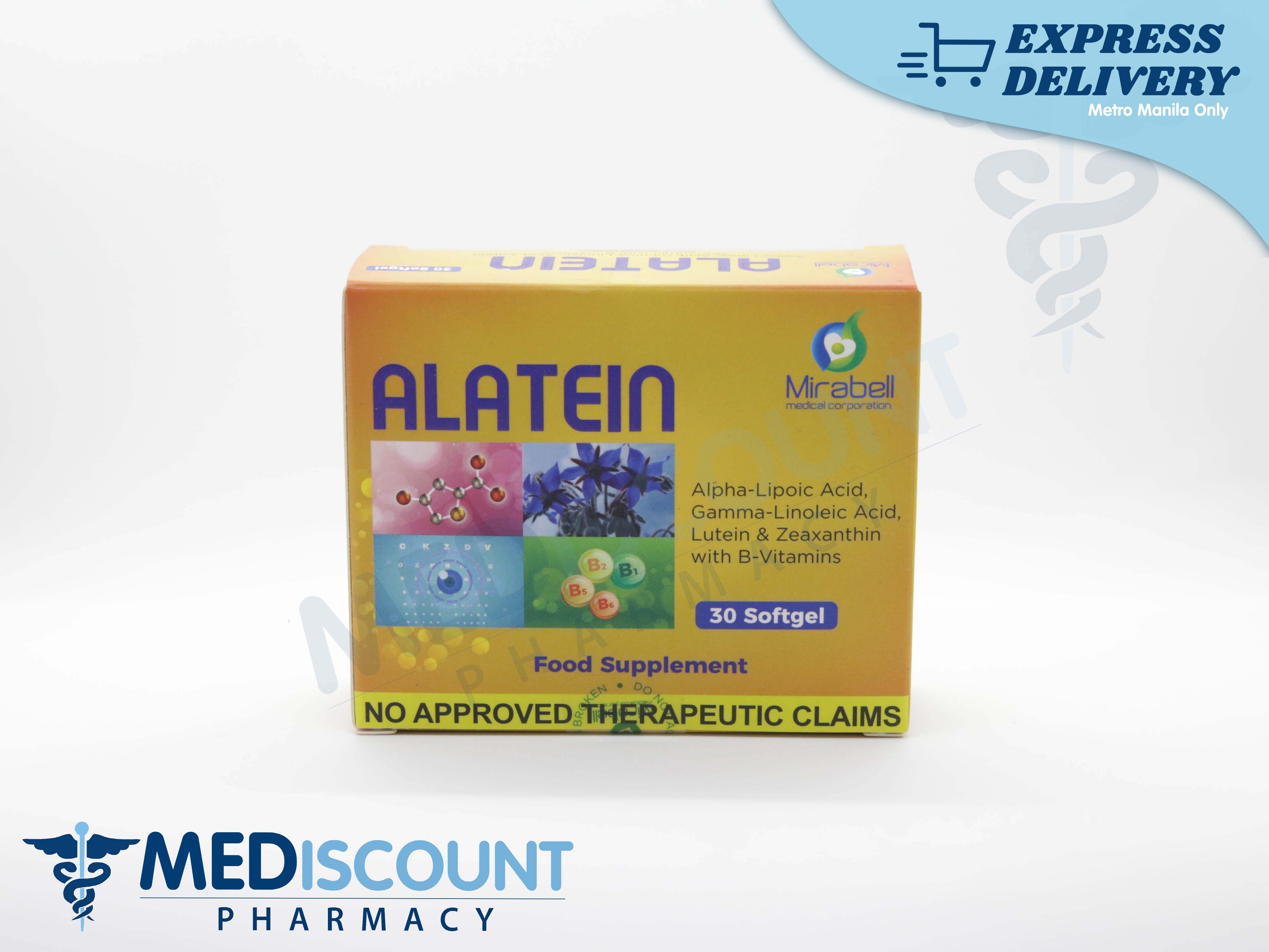 Alatein (ALA, GLA, Lutein, Zeaxanthin & B-Vitamins) 30caps/box EXPRESS ...