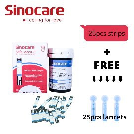 SINOCARE SAFE-ACCU 2 TEST STRIPS AND LANCETS BUNDLES (25s) | Lazada PH