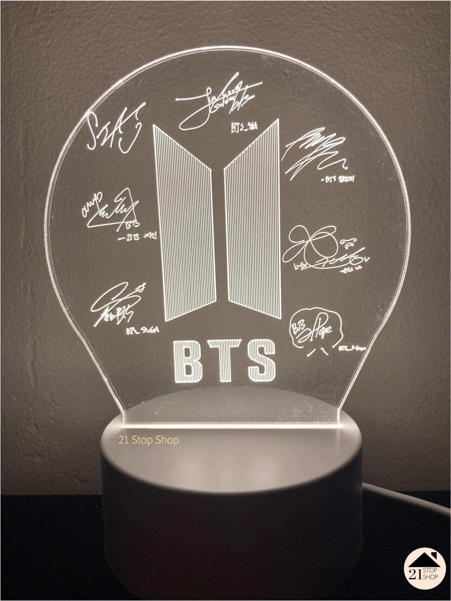 BTS w/ Signatures Acrylic LED Lamp Night Lamp Gifts Personal Use ...