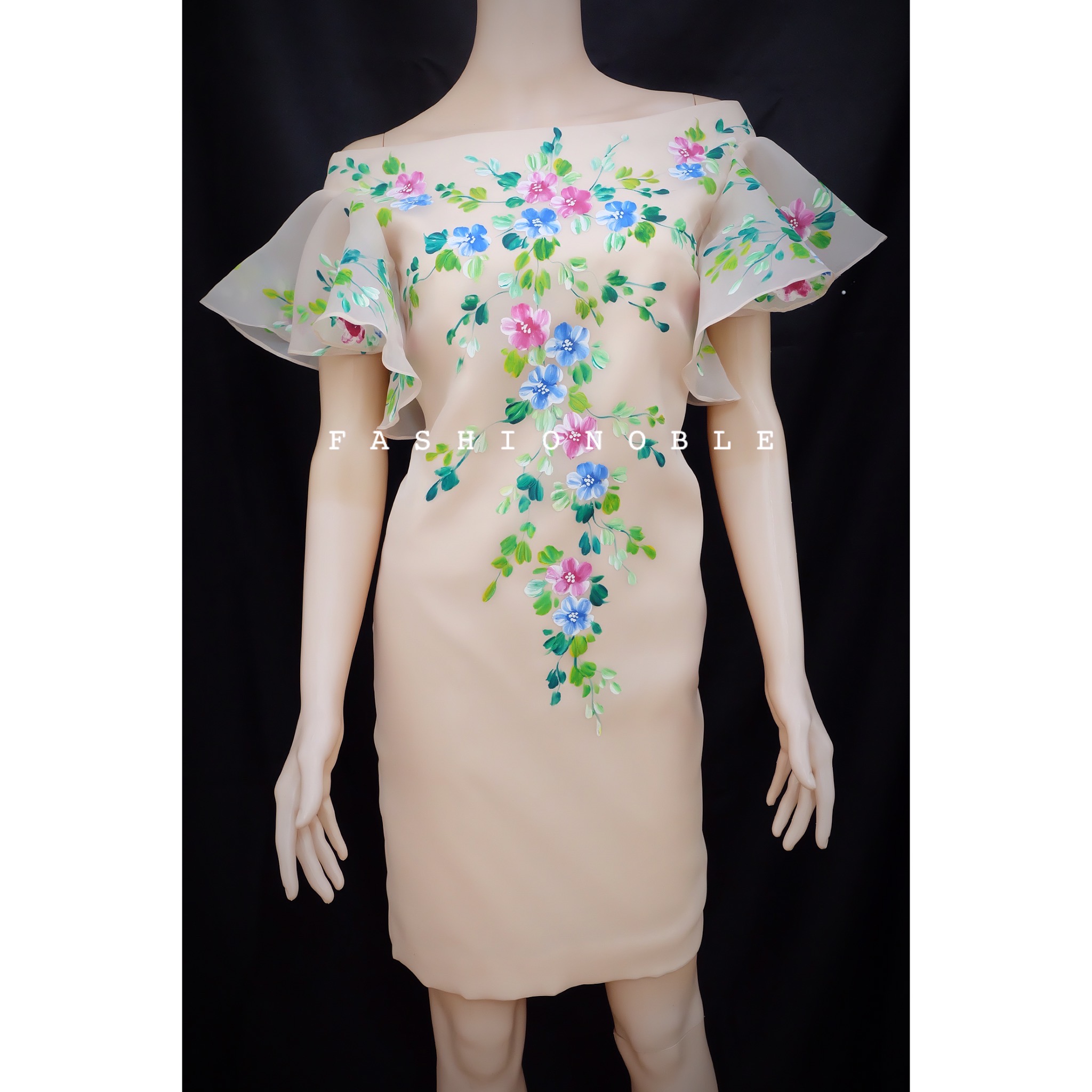 MODERN FILIPINIANA HAND PAINTED OFF THE SHOULDER DRESS / FN67 | Lazada PH