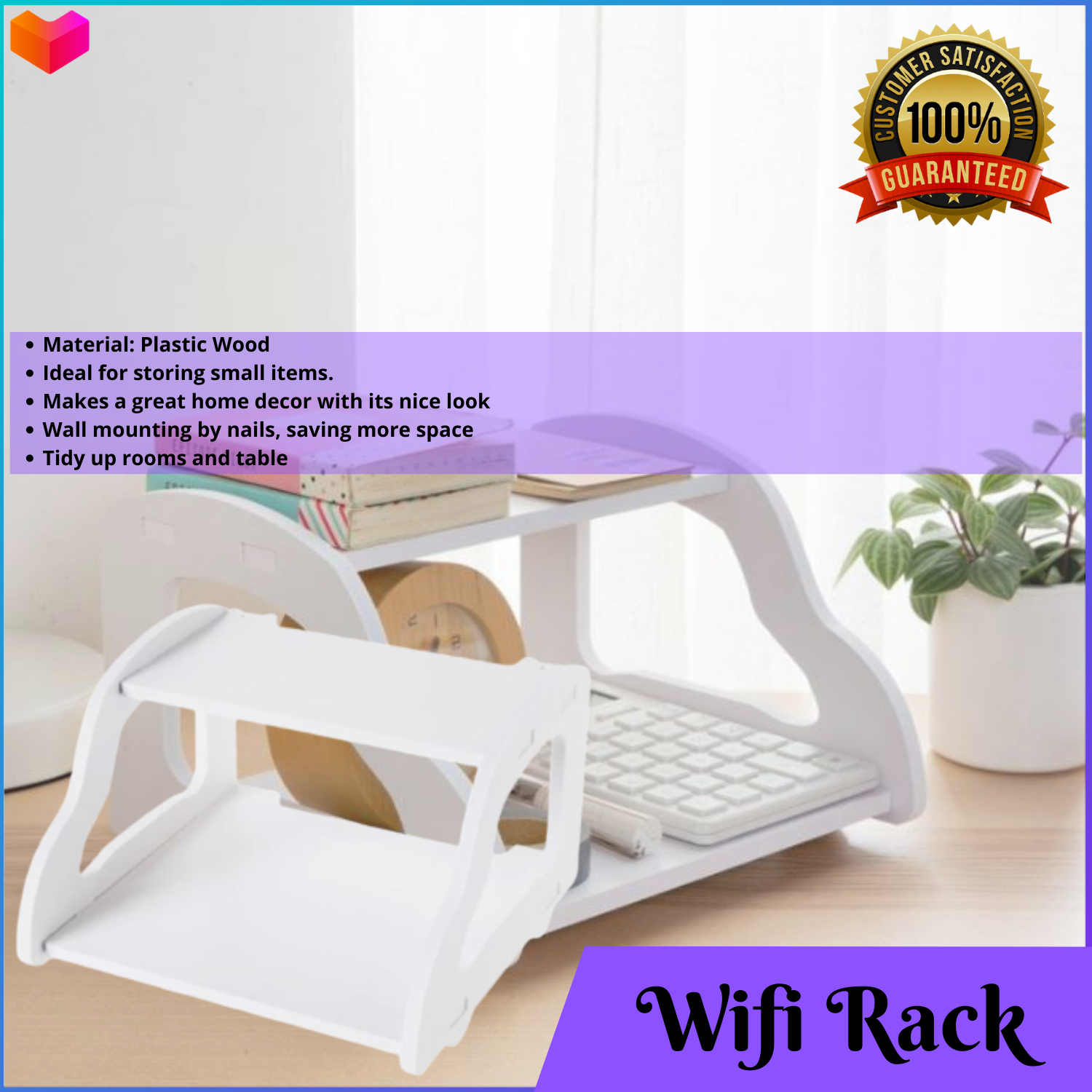 Double Layer Wifi Router Storage Rack Free-punch White Wall Set Top Box ...