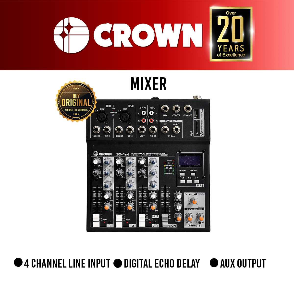 Crown MC-4US Mixer 4 Channel Line Input Mixing Console | Lazada PH