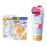 Miccosmo Beppin Body Magic White Clay Pack 150g with DHC Olive Corn Body Scrub and Polish 200g ...