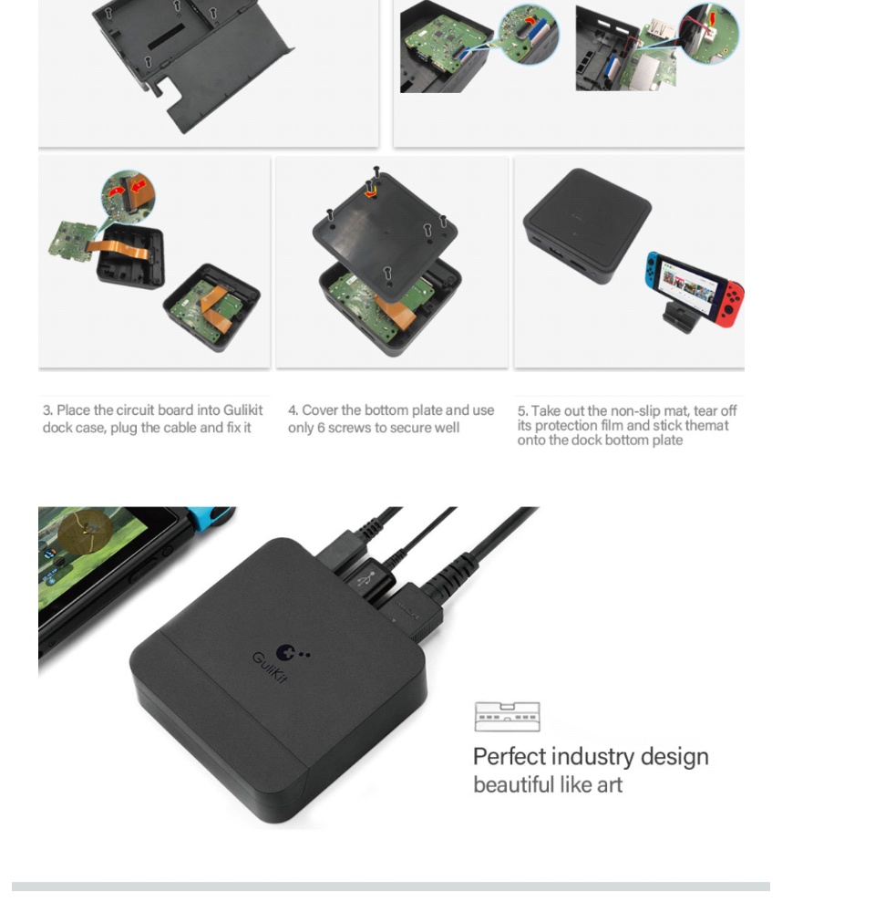 Gulikit DIY Replacement Pocket Dock for Nintendo Switch, Portable DIY ...