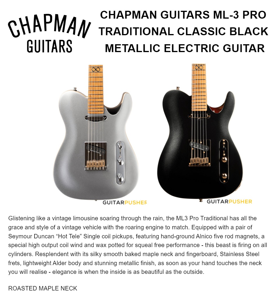 Chapman ML3 Pro Traditional Electric Guitar ZZounds, 40% OFF