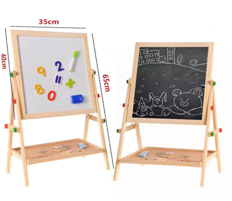 2 in 1 Double Sided Reversible Drawing Learning Sketchpad Wooden Easel ...