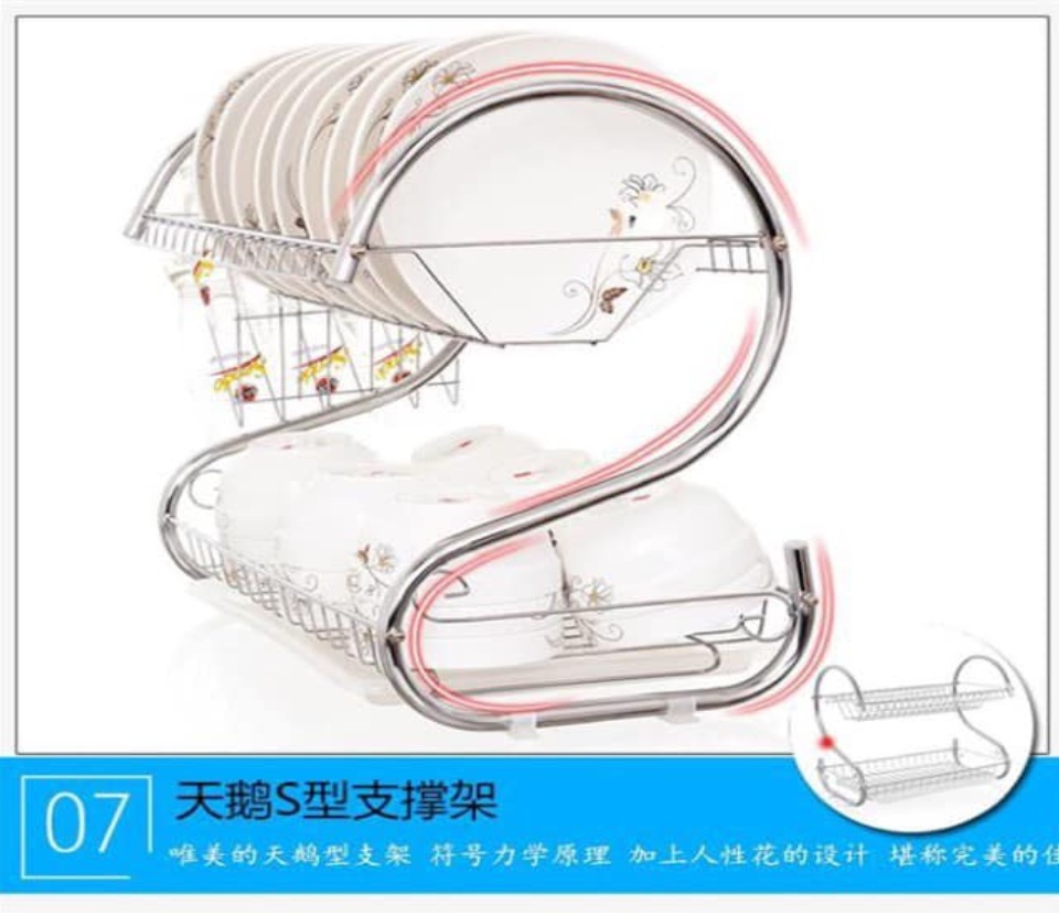 Set of 2 Kitchen S Shape Dual Layer Plate Bowel Cup Cutlery Dish ...