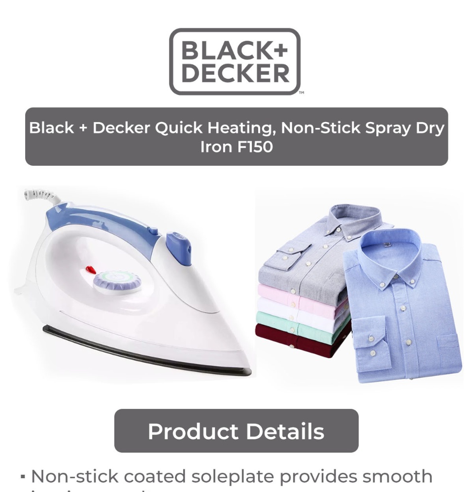 Buy Black & Decker Dry Iron With Spray Function | F150-b5 at Best Price ...